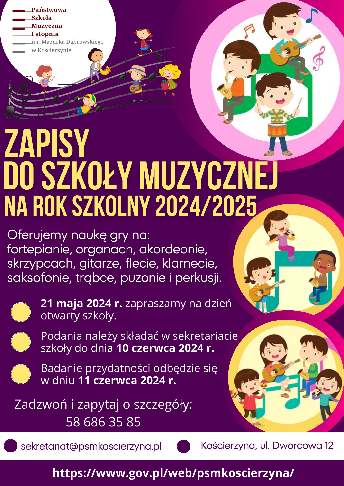 Informacje o rekrutacji - Państwowa Szkoła Muzyczna I stopnia im. Mazurka Dąbrowskiego w ...