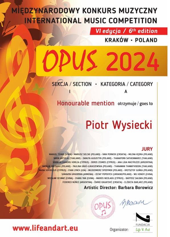 Międzynarodowy Konkurs Muzyczny OPUS 2024 - Państwowa Szkoła Muzyczna I stopnia im. K ...