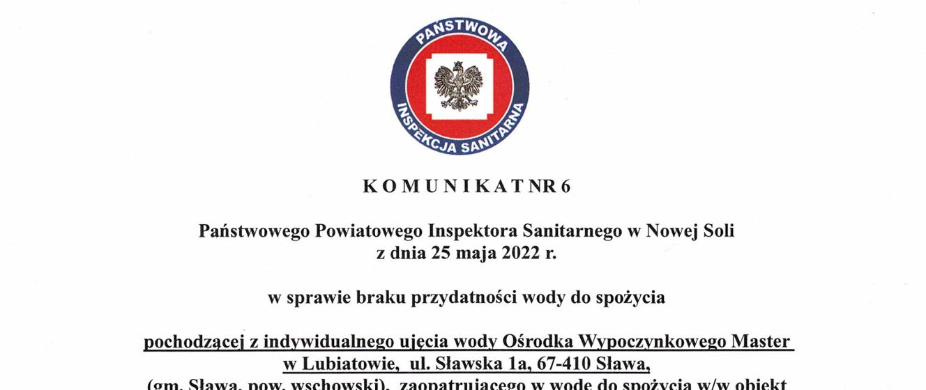 Komunikat nr 6 z 2022r. - Powiatowa Stacja Sanitarno-Epidemiologiczna w Nowej Soli - Portal Gov.pl