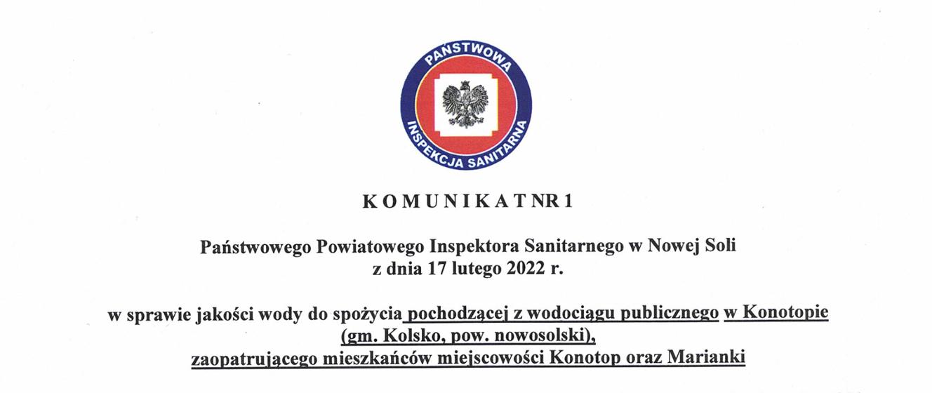 Komunikat nr 1 z 2022r. - Powiatowa Stacja Sanitarno-Epidemiologiczna w Nowej Soli - Portal Gov.pl