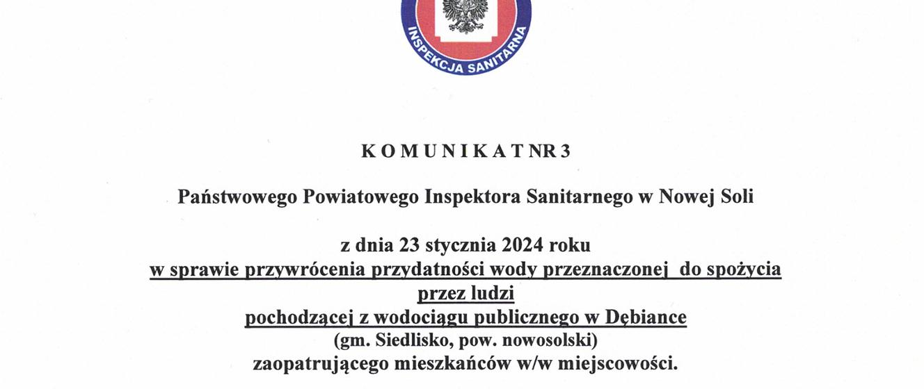 Komunikat nr 3 z 2024r - Powiatowa Stacja Sanitarno-Epidemiologiczna w Nowej Soli - Portal Gov.pl