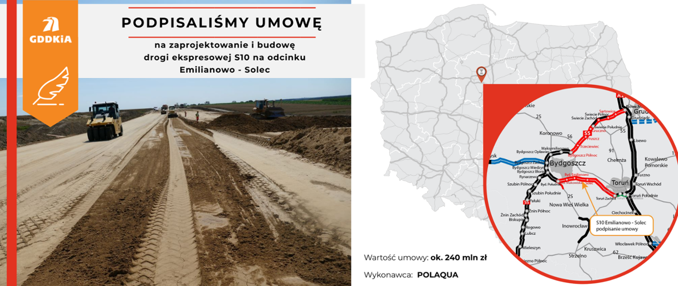 Umowa na projekt i budowę kolejnego odcinka S10 podpisana - Generalna Dyrekcja Dróg Krajowych i ...