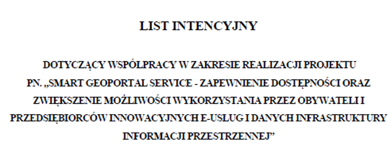 List intencyjny dotyczący wzajemnej współpracy Głównego Geodety Kraju z ...