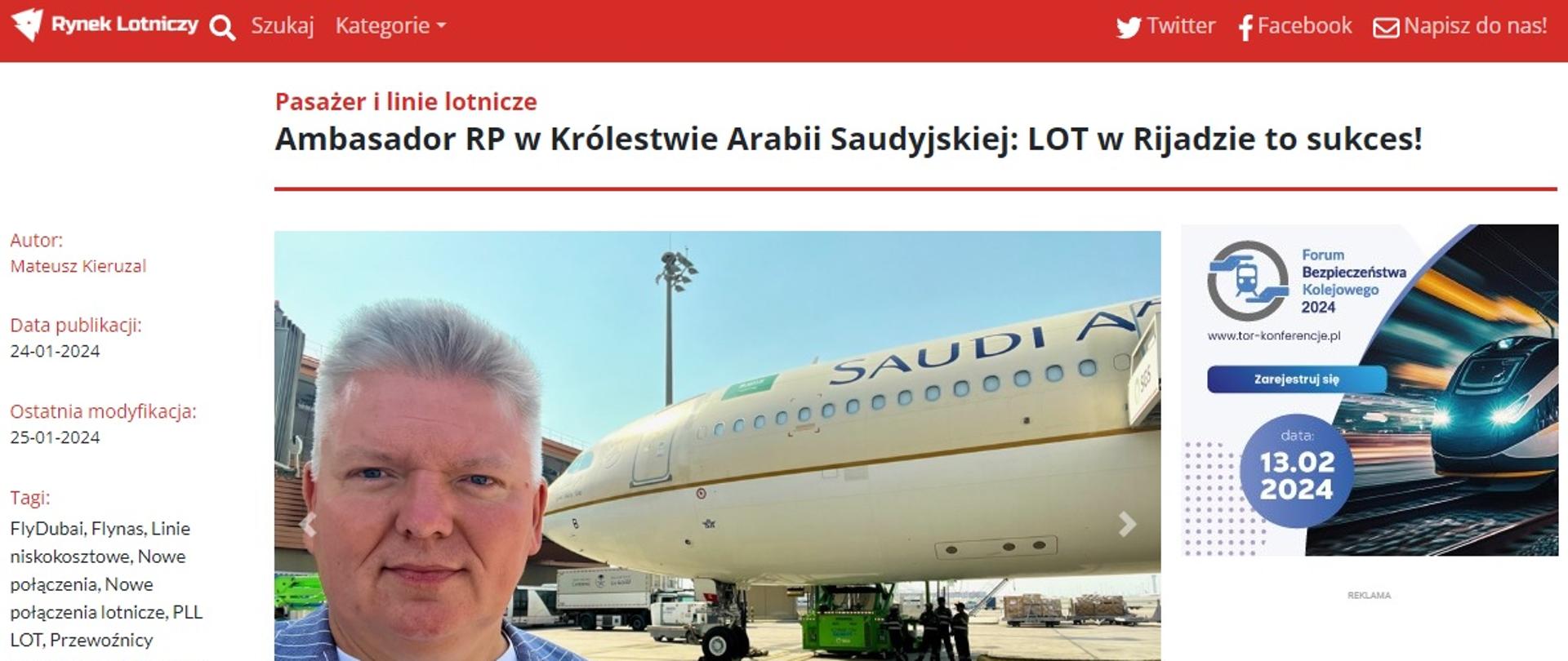 Wywiad z Ambasadorem RP w "Rynku Lotniczym" - Polska w Arabii Saudyjskiej - Portal Gov.pl